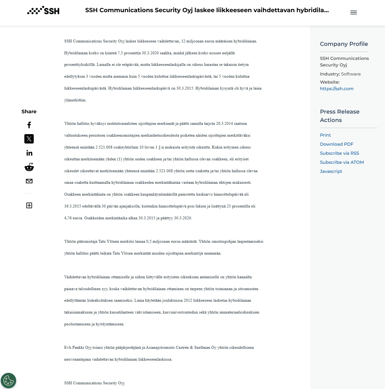 SSH Communications Security sijoituskohteena - #669 käyttäjältä TomPettynyt - Osakkeet ...