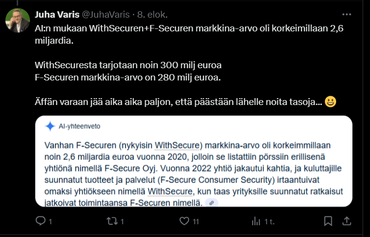 WithSecure sijoituskohteena - Sivu 63 - Osakkeet - Osakesijoittaminen